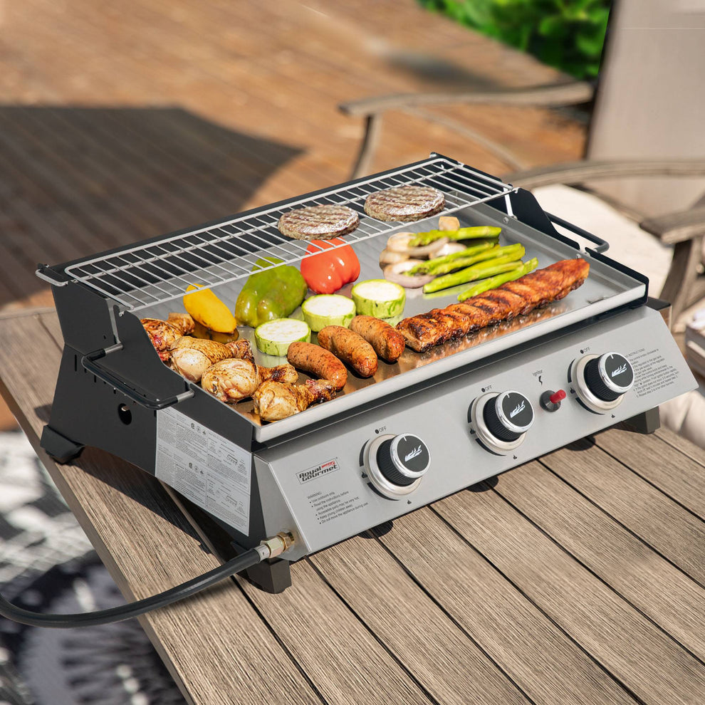 24-Inch 3-Burner Portable Gas Griddle | Royal Gourmet