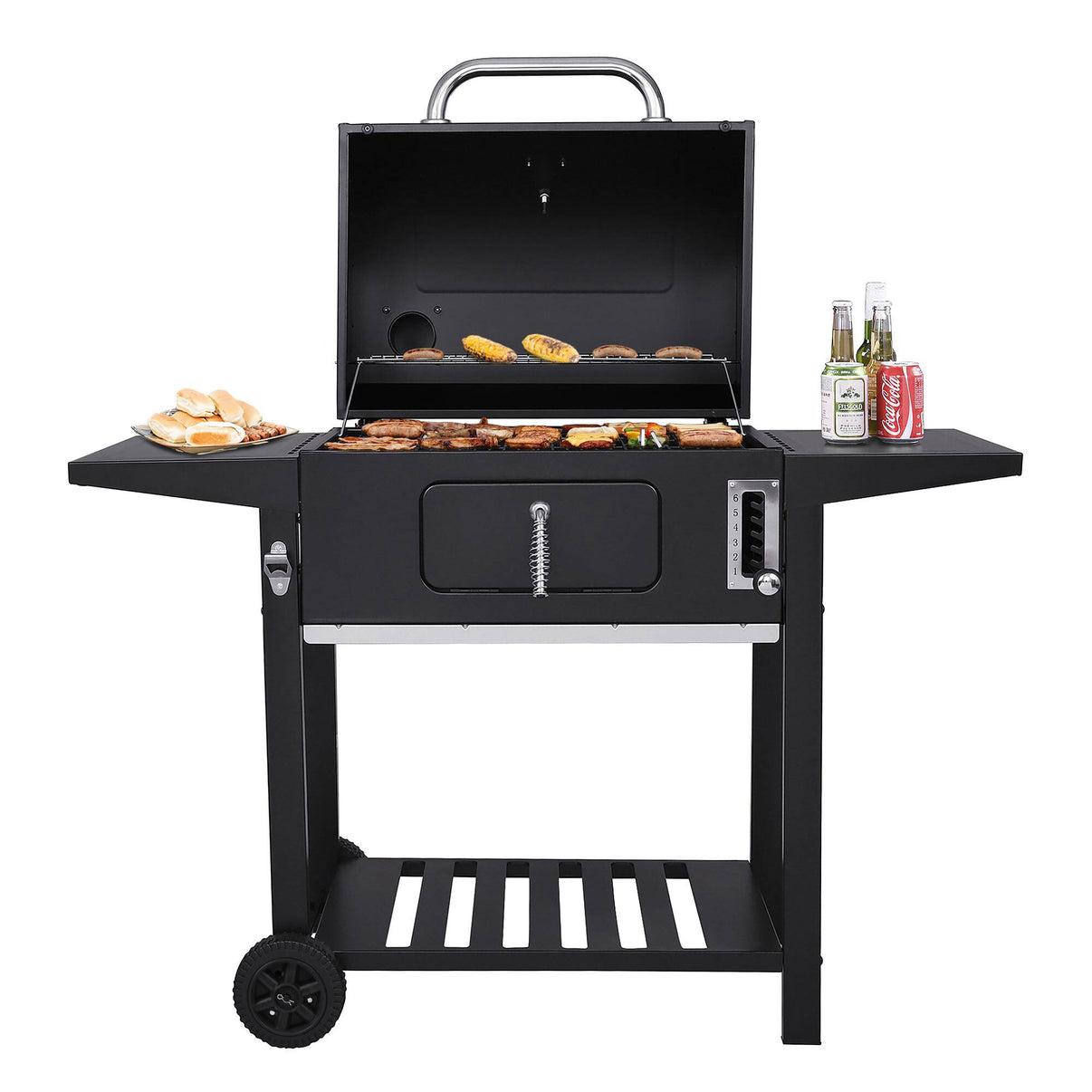 24-Inch Charcoal Grill with 2-Side Table with Cover | Royal Gourmet