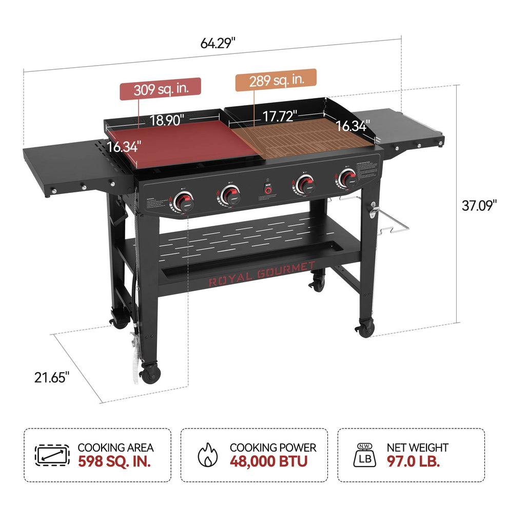 4-Burner Gas Grill and Griddle Combo | Royal Gourmet