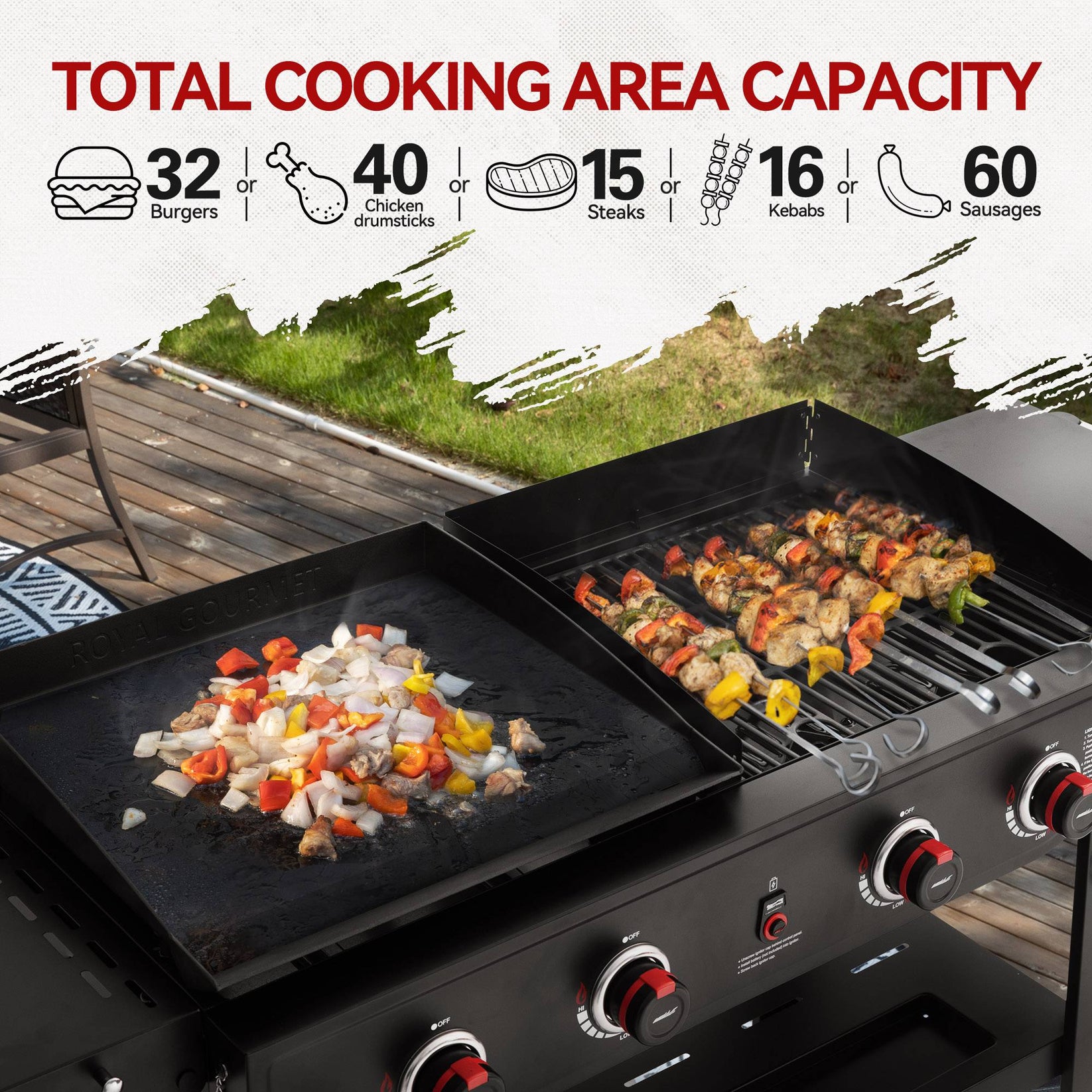 4-Burner Gas Grill and Griddle Combo | Royal Gourmet