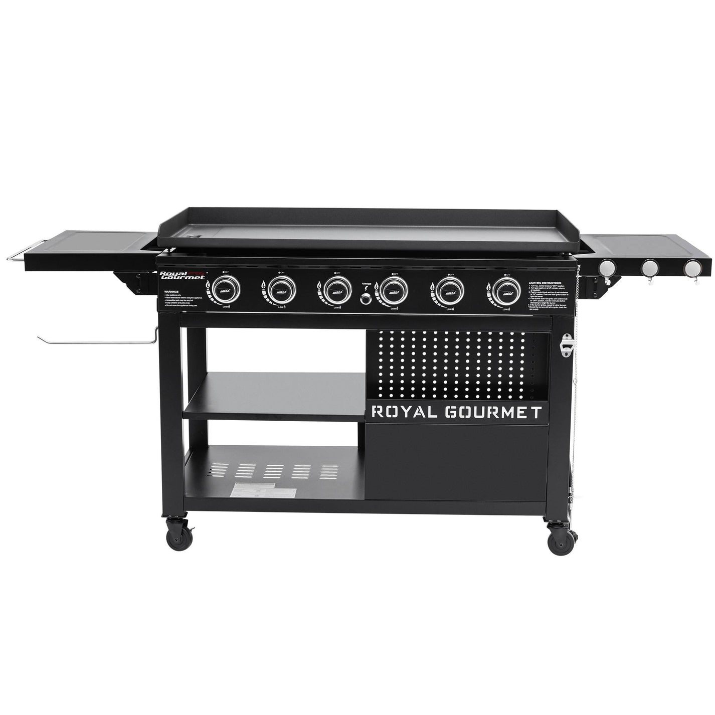 6-Burner Black Flat Top Gas Grill Griddle | Royal Gourmet
