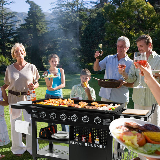 6-Burner Black Flat Top Gas Grill Griddle | Royal Gourmet
