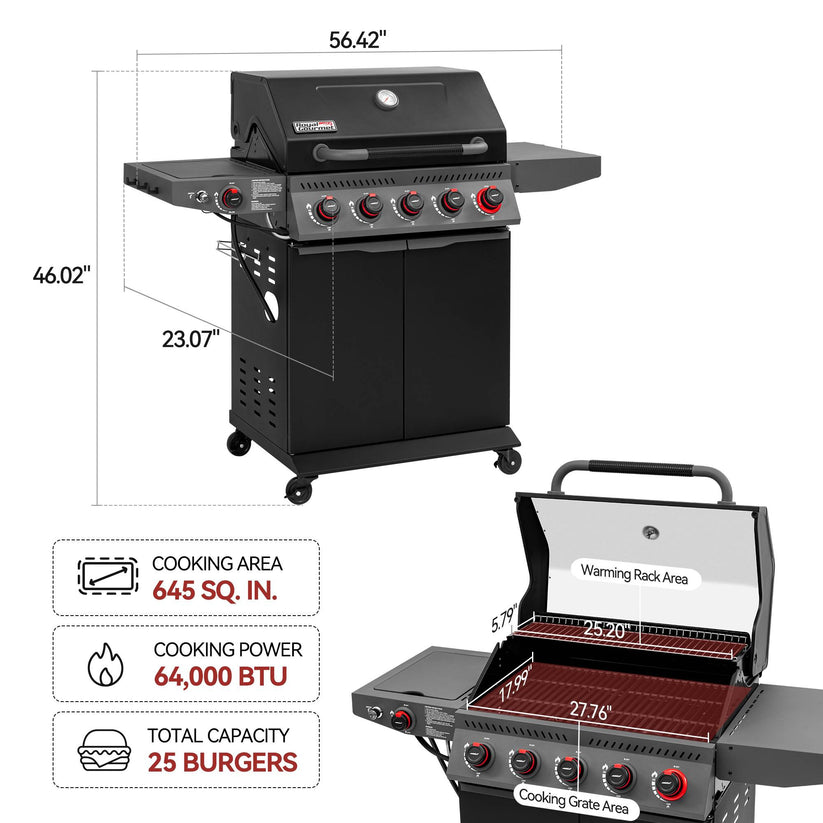 Gas Grill with Sear & Side Burner | Royal Gourmet