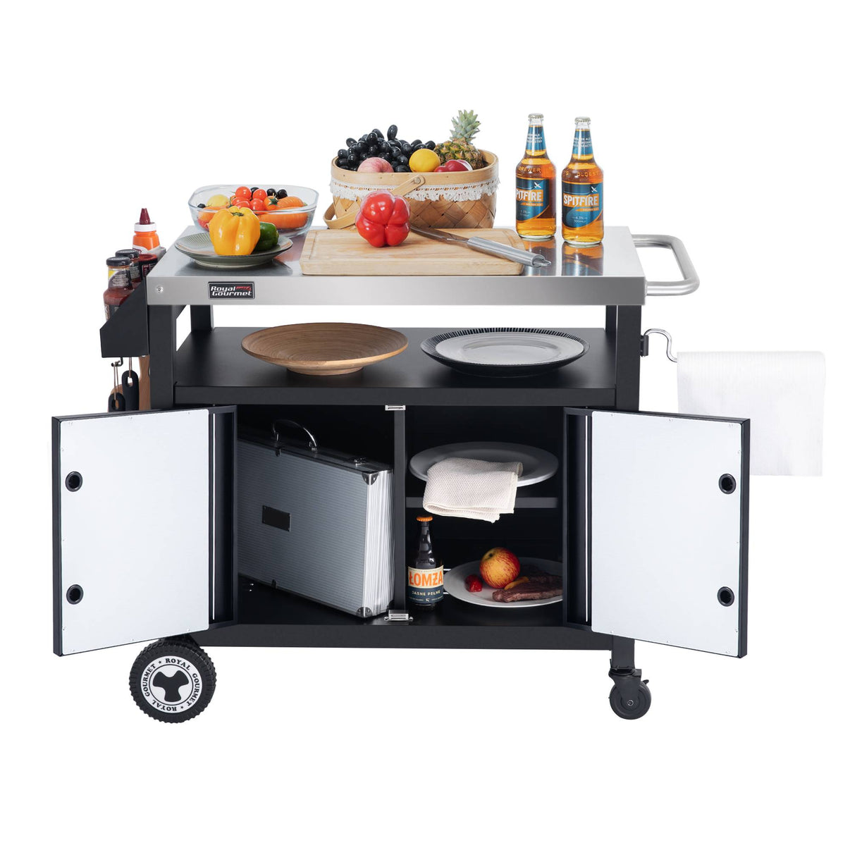 Movable Grill Prep Table with Storage | Royal Gourmet